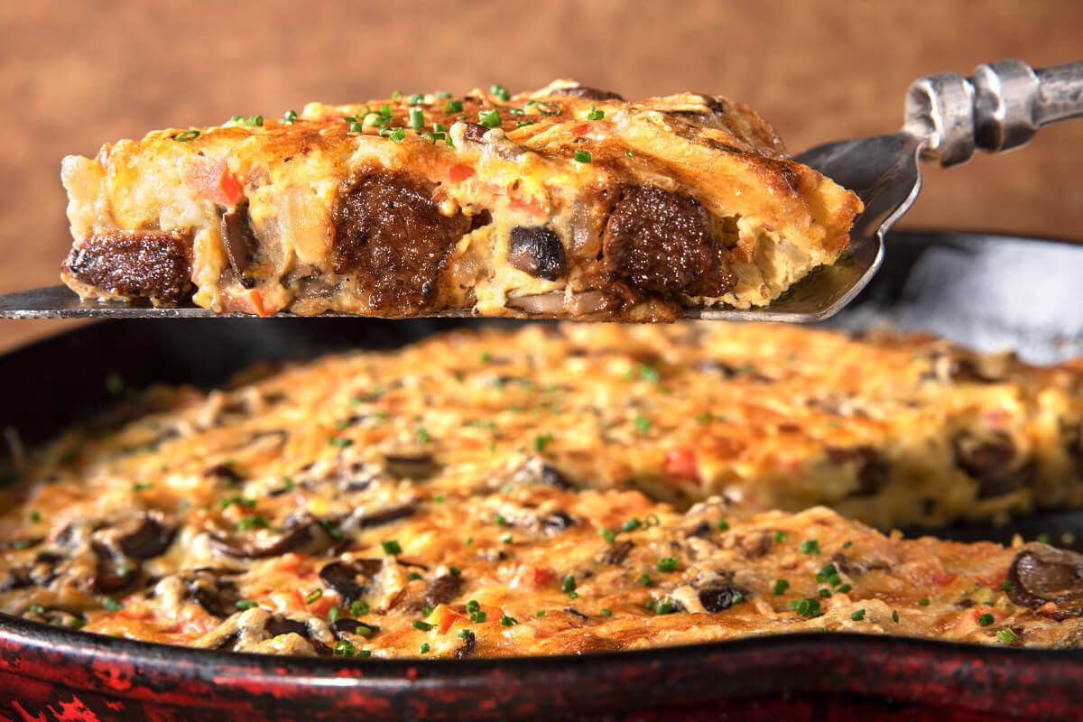 Beef Mushroom and Swiss Frittata