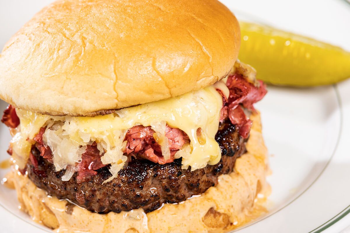 Ground Beef Reuben Burger